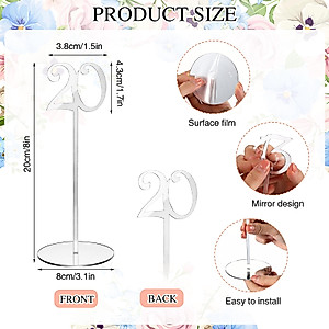 Beeveer 20 Pcs Acrylic Table Numbers 1-20 Wedding Table Numbers with Stands Party Table Number for Wedding Reception Anniversary Party Baby Bridal Shower Restaurant Banquet (Silver)