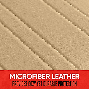 Motor Trend Seat Covers for Cars Trucks SUV, Faux Leather Beige Padded Seat Covers with Storage Pockets, Premium Interior Car Seat Cover, 2 x Front Seat Covers