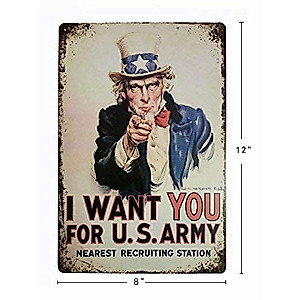 ERLOOD I Want You for U.S. Retro Vintage Decor Metal Tin Sign 12 X8 Inches