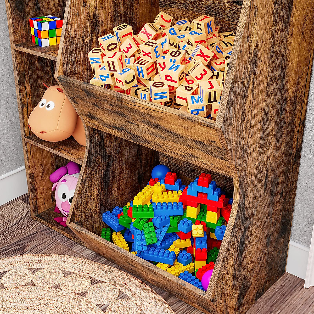 HOOBRO Storage Chest and Kids Bookshelf, Wooden Storage Box, Toy Storage Organizer BF75CW01-BF31CW01