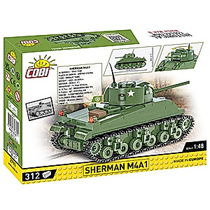 COBI Historical Collection World War II Sherman M4A1 Tank, Green, 1:48 Scale