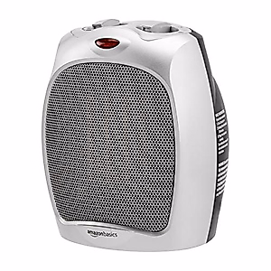 Amazon Basics 1500W Ceramic Personal Heater with Adjustable Thermostat, Silver