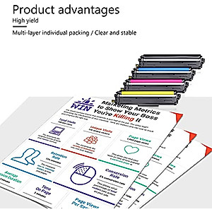 ALUMUINK Compatible TN225 Toner Cartridges High Yield Replacement for Brother TN225BK, TN225C, TN225M, TN225Y Black, Cyan, Magenta and Yellow Toner Cartridge (4-Pack)