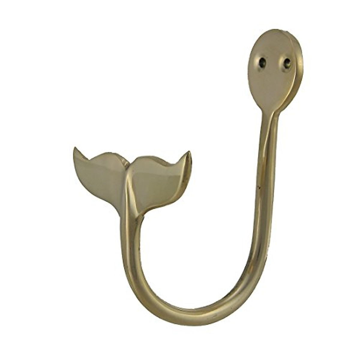 Zeckos Set of 4 Solid Brass Whale Tail Wall Hooks