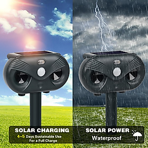 Generic Solar Animal Repeller Outdoor - Waterproof Pest Repellent for Cat, Rabbit, Rat, Mouse, Deer, Squirrel, Dog, Raccoon, Snake, Mole, Skunk, Rodent, Dark Green