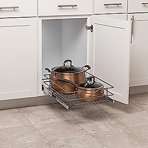 Knape & Vogt Simply Put 14.5-in W x 5.7-in H Metal 1-Tier Pull Out Cabinet Basket