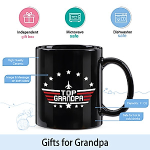 Cabtnca Grandpa Gifts, Top Grandpa Mug, Fathers Day Birthday Gifts for Grandpa, Grandpa Coffee Mug, Grandpa Gifts from Grandkids, Grandpa Christmas Gifts, 11Oz