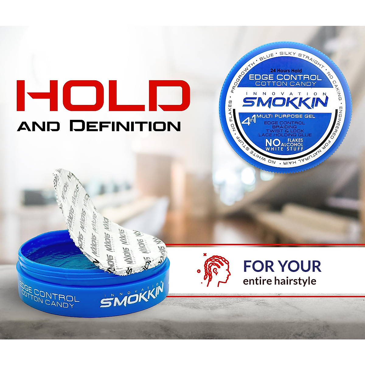 INNOVATION SMOKKIN Strong Hold Hair Wax for Edge Control, Braiding & Twists, Versatile Styling for Diverse Hair Types (Cotton Candy 5.09 Fl oz)