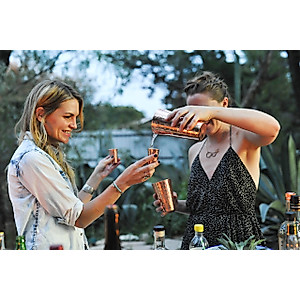 Sertodo Copper Tequilero Shot Cup | Set of 2, 2 oz | 100% Pure Copper, Hand Hammered, Heavy Gauge | Tall Shooter Design | High-End Shot Glass For Fine Spirits