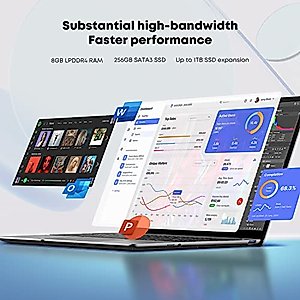 CHUWI Windows 11 Laptop with 8GB RAM 256GB SSD, 14 inch 2K IPS Display, Intel N5100 Quad core Processor, WiFi 6, Backlit Keyboard, USB-C, Ultra Thin and Light Notebook Computer (GemiBook Pro)