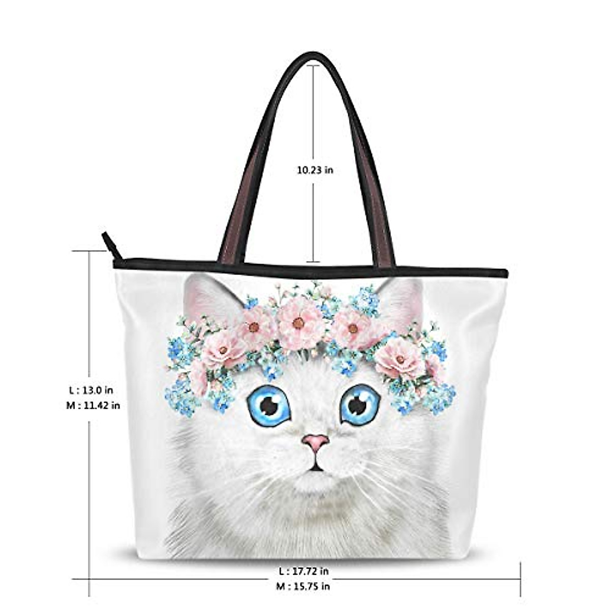 My Daily Women Tote Shoulder Bag Cute Watercolor Cat Handbag Medium