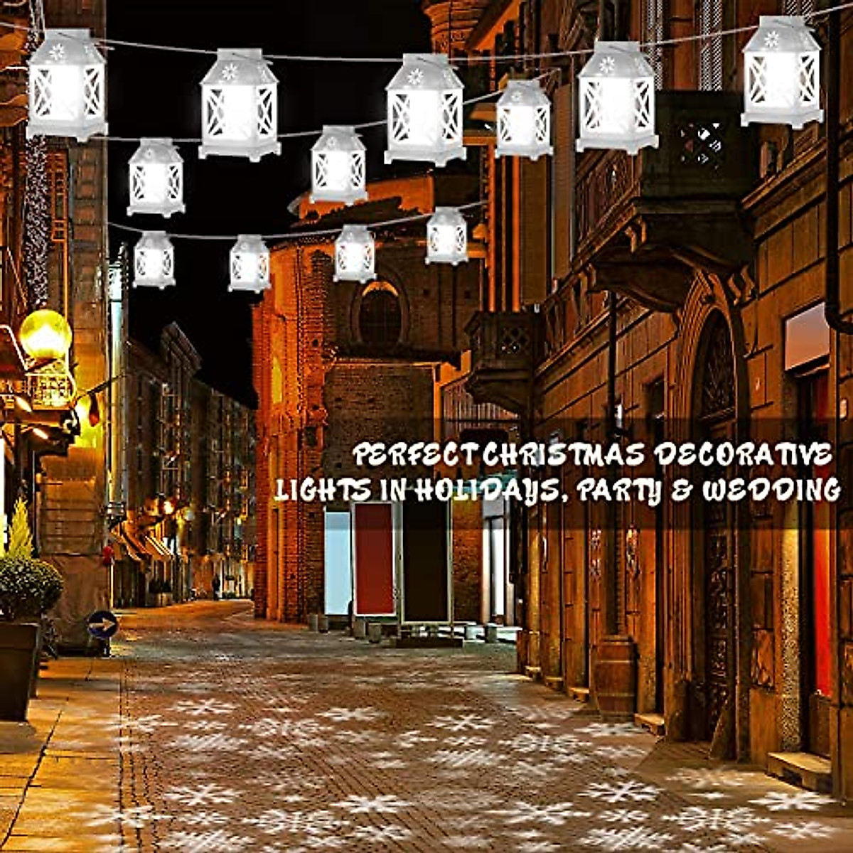 YUNLIGHTS Christmas Projector String Lights - 22.6FT 6PCS Lanterns in One String Lights for Indoor Outdoor Plug-in Christmas Snowflake Projection Lights for Christmas
