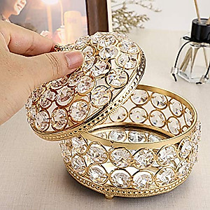 Hipiwe Crystal Mirrored Jewelry Box - Jewelry Trinket Organizer Treasure Box Home Decor Ring Earrings Necklace Storage Holder Chest Keepsake Box,Birthday Christmas Gift for Women Girls, Large