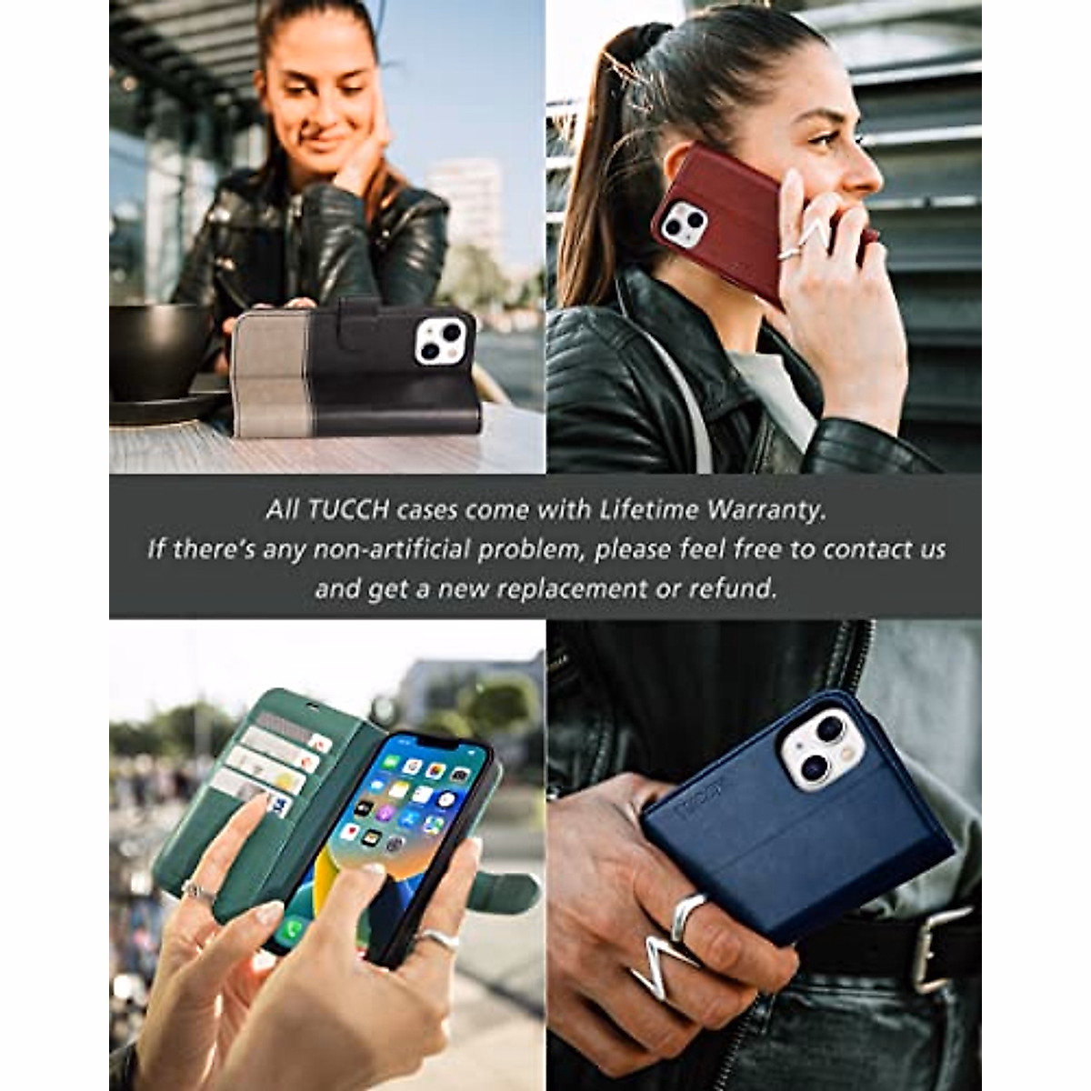 TUCCH Case for iPhone 14 Plus Wallet Case, [RFID Blocking] 4 Card Holder Stand [Shockproof TPU Interior Case] PU Leather Magnetic Protective Flip Cover Compatible with iPhone 14 Plus 6.7" 2022, Black