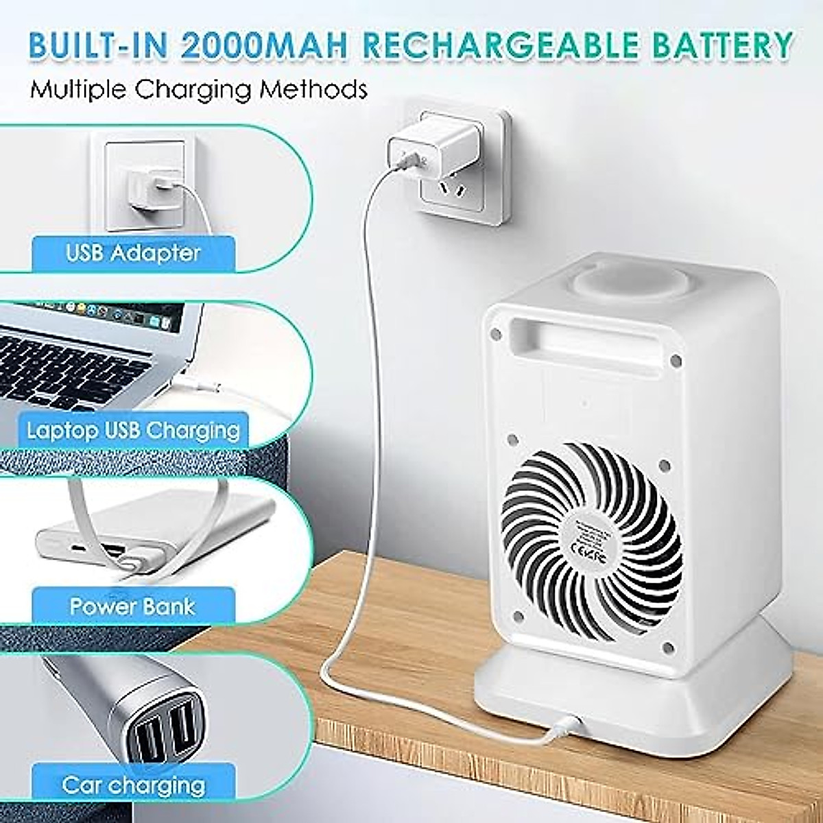Car Air Conditioner, 3 Wind Speeds,3 Spray Modes Air-Conditioners 2/4 H Timer,120° Oscillating Aircon Cheap for Room Office