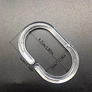 Resze 24 PCS Shower Curtain Rings, Plastic Clear Shower Curtain Hooks, C-Shaped Rings Hook Hanger Bathroom Shower Window Rod