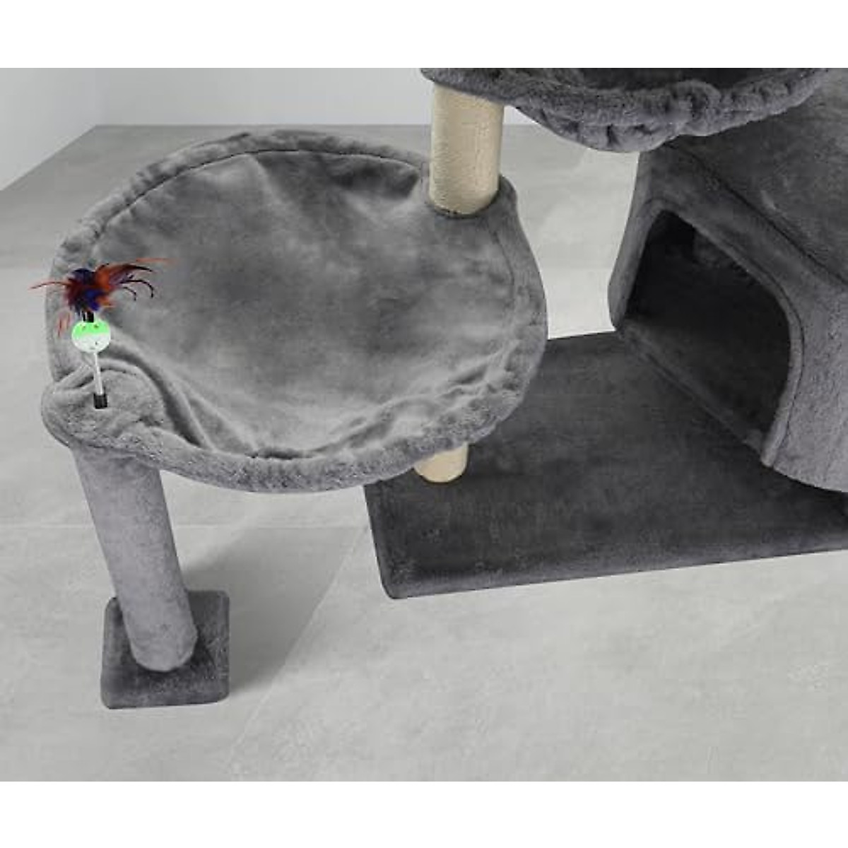 YOUPET 33.46" Height Cat Tree with Cat Condo Big Hammock and Two Replacement Spring Balls,Grey …
