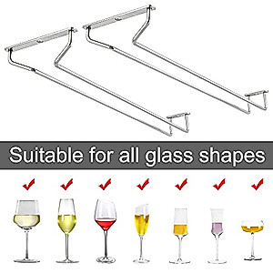 CUKE2BEET 15.7 Inch Stainless Steel Wine Glasses Rack Under Cabinet Stemware Rack, Wine Glass Hanger Rack Wire Wine Glass Holder Storage Hanger for Cabinet Kitchen Bar (4)