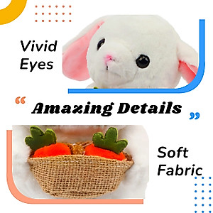 Hopearl Talking Bunny Repeats What You Say Rabbit with Carrots Nodding Electric Interactive Animated Toy Speaking Plush Buddy Gifts for Toddlers, White, 7''