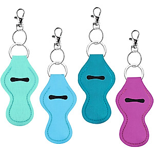 Duufin 20 Pieces Chapstick Holder Keychain Lipstick Holder Lip Balm Holder with 20 Pieces Metal Clip Cords Chapstick Keyring Holder for Chapstick Tracker and Safeguard, 10 Colors