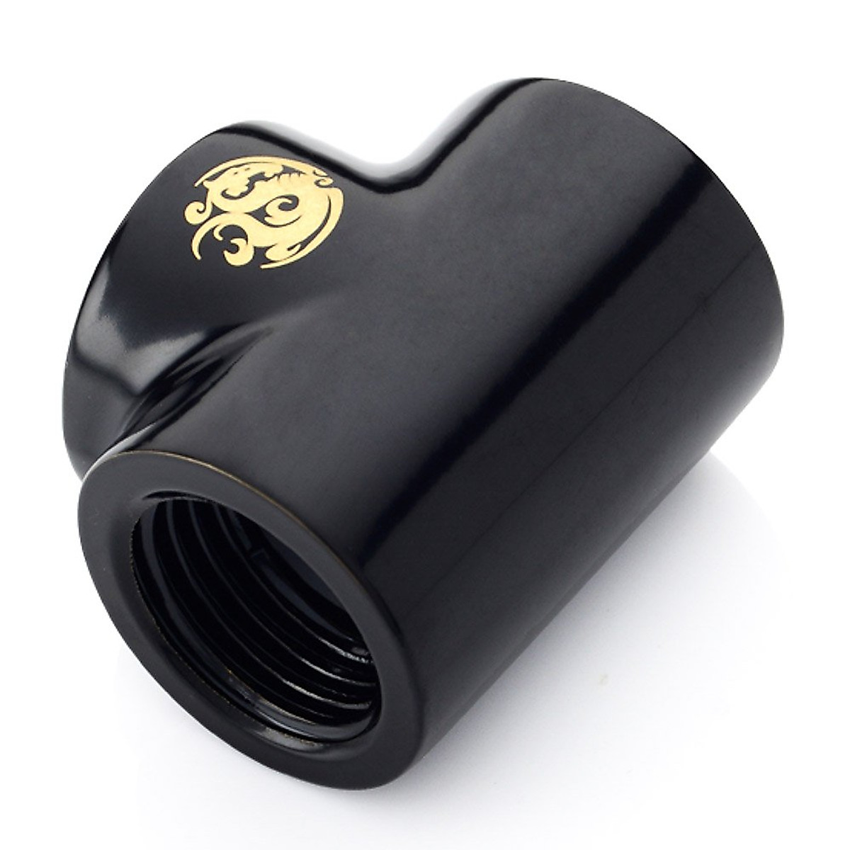 Bitspower T-Block Fitting with Triple G1/4" Female, Matte Black