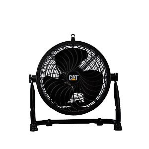 CAT by CATERPILLAR HVD-14AC - 14" High-velocity Drum Air Circulator Fan with 360-degree Pivoting Head, and Dual Ball Bearing 4-speed Motor, BLACK