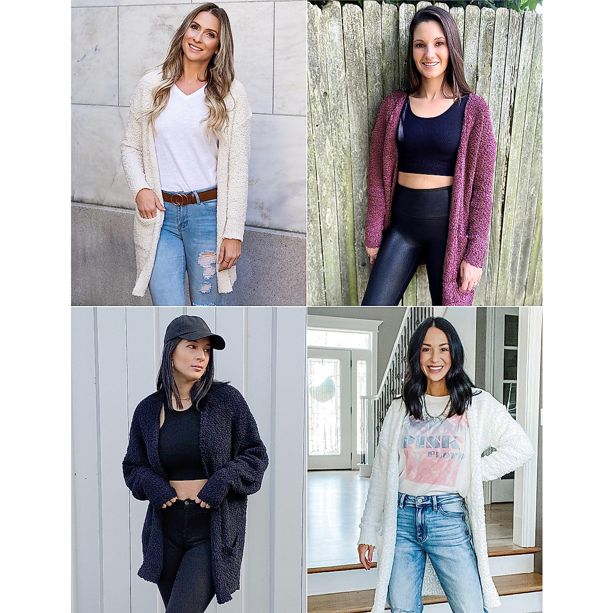 MEROKEETY Women's 2024 Winter Long Sleeve Soft Chunky Knit Sweater Open Front Cardigan Outwear Coat Navy