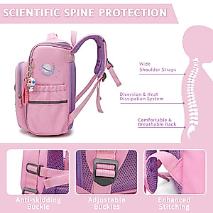 Maod Girls Backpacks for Kids Elementary School Backpack With Pencile Case & Cute Keychain (Pink)