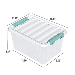 Nicesh 20 L Clear Latch Storage Box, 4 Pack Plastic Latch Storage Bins with Lid