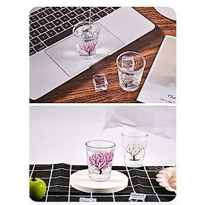 APROFAMILY Emotional Korean Soju Glass Cup with Changing Cherry Blossom Color 4pcs Set Whiskey, tequila, sake, and other alcoholic beverages are available (SOJU(4PCS))