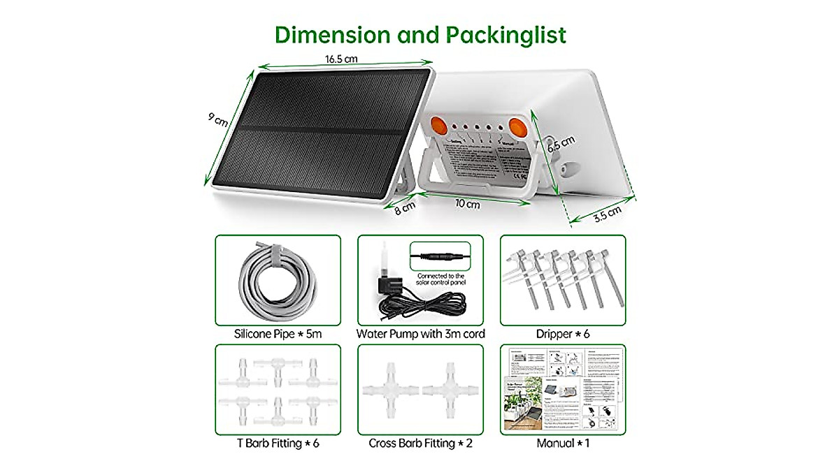 Solar Power Rechargeable Drip Irrigation Kit – Self-Watering System for ...