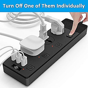 Power Strip with USB Ports, Extension Cord with Multiple Outlets, 110V-240V Cruise Ship Universal Power Strip with Individual Switches, 3000W/16A, Wall Mount Power Strip for Home Office