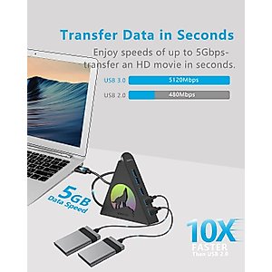 Powered USB Hub 3.0, JoyReken USB Hub with 4 USB 3.0 Data Ports and 2 USB Smart Charging Port, USB Hub Tower USB hub 3.0 Powered with 12V/4A Power Adapter for Mac PC Laptop USB Flash Drives