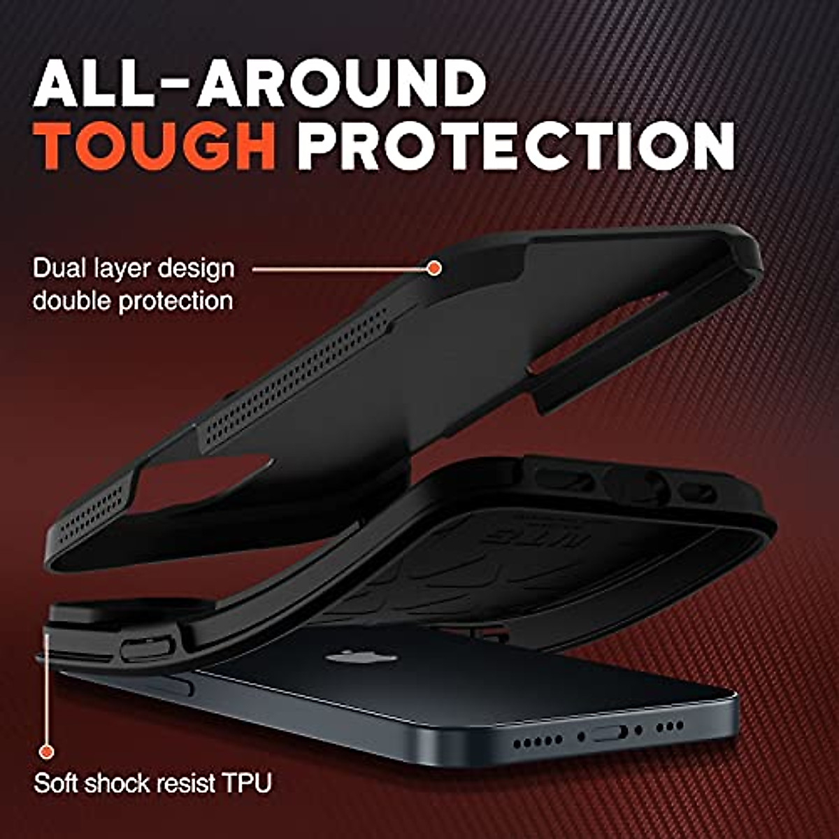 NTG Military Shockproof iPhone 14 Case, iPhone 13 Case [2 Layer Structure Protection] [Military Grade Anti-Drop] Hard Slim iPhone 14/13 Phone Case,Shockproof Protective Phone Case for iPhone 14/13