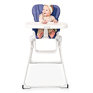 Joovy Nook NB High Chair Featuring Four-Position Adjustable Swing Open Tray, 3-Position Reclining Seat, and Front Wheels for Added Mobility - Folds Down Flat for Easy Storage, Slate
