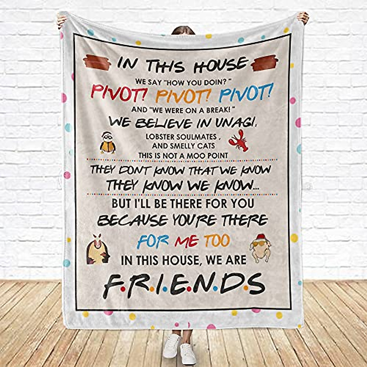Launchigo Personalised Friends Series Blanket. Fleece Throw Friends TV Show Blanket with Dialogues for Friends Fan. Best Gift for Christmas & Birthday. (Friends Blanket 01, 60" X 80")