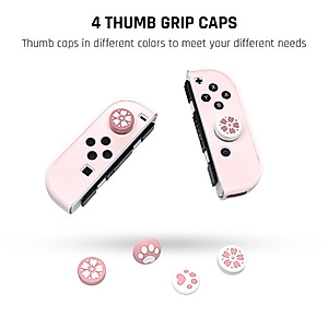 FUNDIARY Dockable Pink Case for Nintendo Switch OLED Model 2021 Skin, Accessories Cover for Switch OLED Console & Joycon with Screen Protector and 4 Thumb Grip Caps - Full Protection by Flip Shell