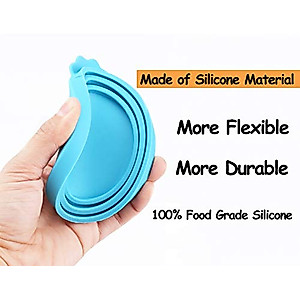 Comtim Pet Food Can Cover Silicone Can Lids for Dog and Cat Food(Universal Size,One fit 3 Standard Size Food Cans),Blue and Green
