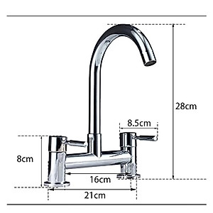 Chrome Kitchen Faucet Bath Hot and Cold Water Mixer Crane Deck Mounted Vessel Sink Mixer Tap Swivel Dual Handle Basin Tap,Basin Faucet