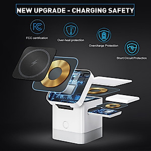 Wuohutu 3 in 1 Cube Wireless Charger for MagSafe, 15W Fast Wireless Charging Station Compatible with MagSafe Charger for iPhone 15/14/13/12 Series, Apple Watch, AirPods (Adapter Included)