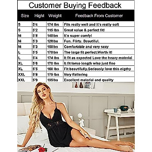 Avidlove Sexy Sleepwear for Women Chemise Nightgown Slip Lingerie Dress V-Neck Night Gown (Black, L)