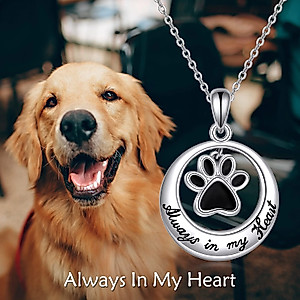 YAFEINI Urn Necklace for Ashes for Dog 925 Sterling Silver Dog Ashes Keepsake Cremation Jewelry for Ashes Always in My Heart