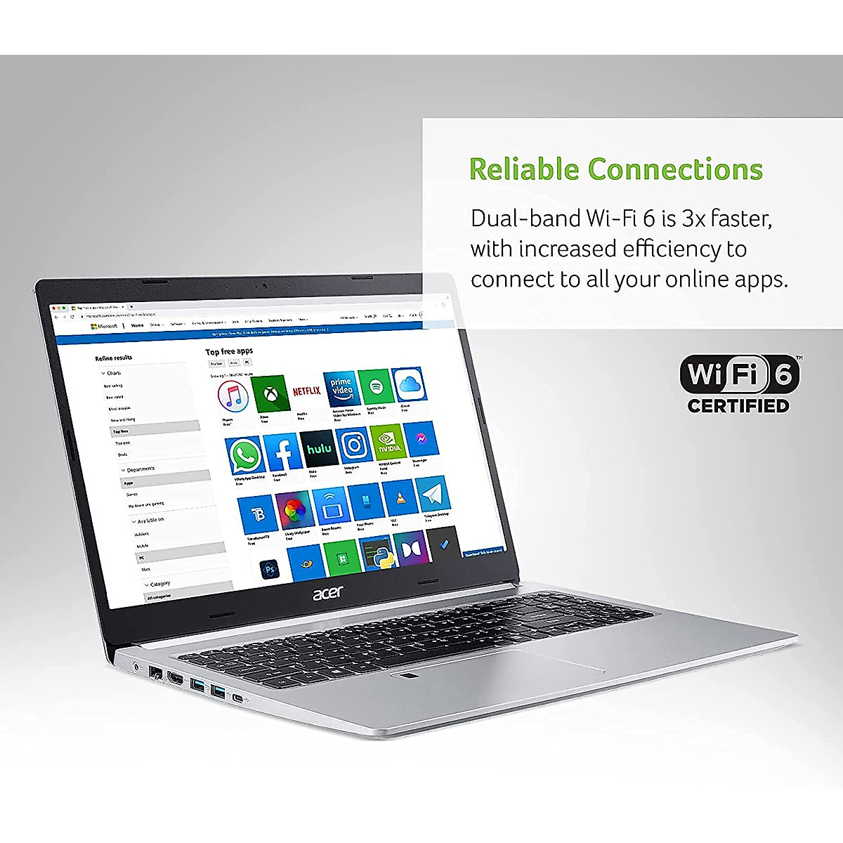 Acer Aspire 5 Slim Laptop, 15.6" Full HD IPS Display, 4-Core AMD Ryzen 3 3350U(Upto 3.5GHz,Beat i5-7200U), Backlit KB, Fingerprint, WiFi 6, Windows 11 S(20GB|1024GB SSD)