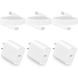 3-Pack USB C Wall Charger Block for Tablet, Compatible with Phone