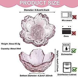 SZHTSWU Pink Cherry Blossom Glass Soy Sauce Dish Petals Shape Mini Cute Crystal Dessert Bowl, Appetizer Plates, Tea Bag Holder, Small Dip Bowls for Snack Sauce, Jam, Sushi, Side Dish (Gold Side)