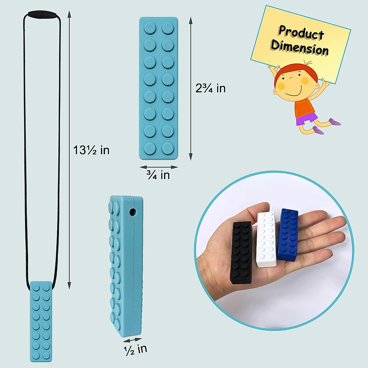 Chew Necklace, Silicone Chew Necklaces for Sensory Kids and Adults, 4 Pack Mouth Fidgets Chewy Necklace Sensory Chew Toys for Boys Girls with Autism Anxiety ADHD, BPA Free