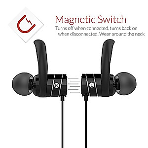 Crave Octane Wireless Bluetooth Earphones, in-Ear Sweat and Water Resistant Stereo Headphones Earbuds with 8 Hour Battery, Magnetic Ends, Built-in Mic - Black