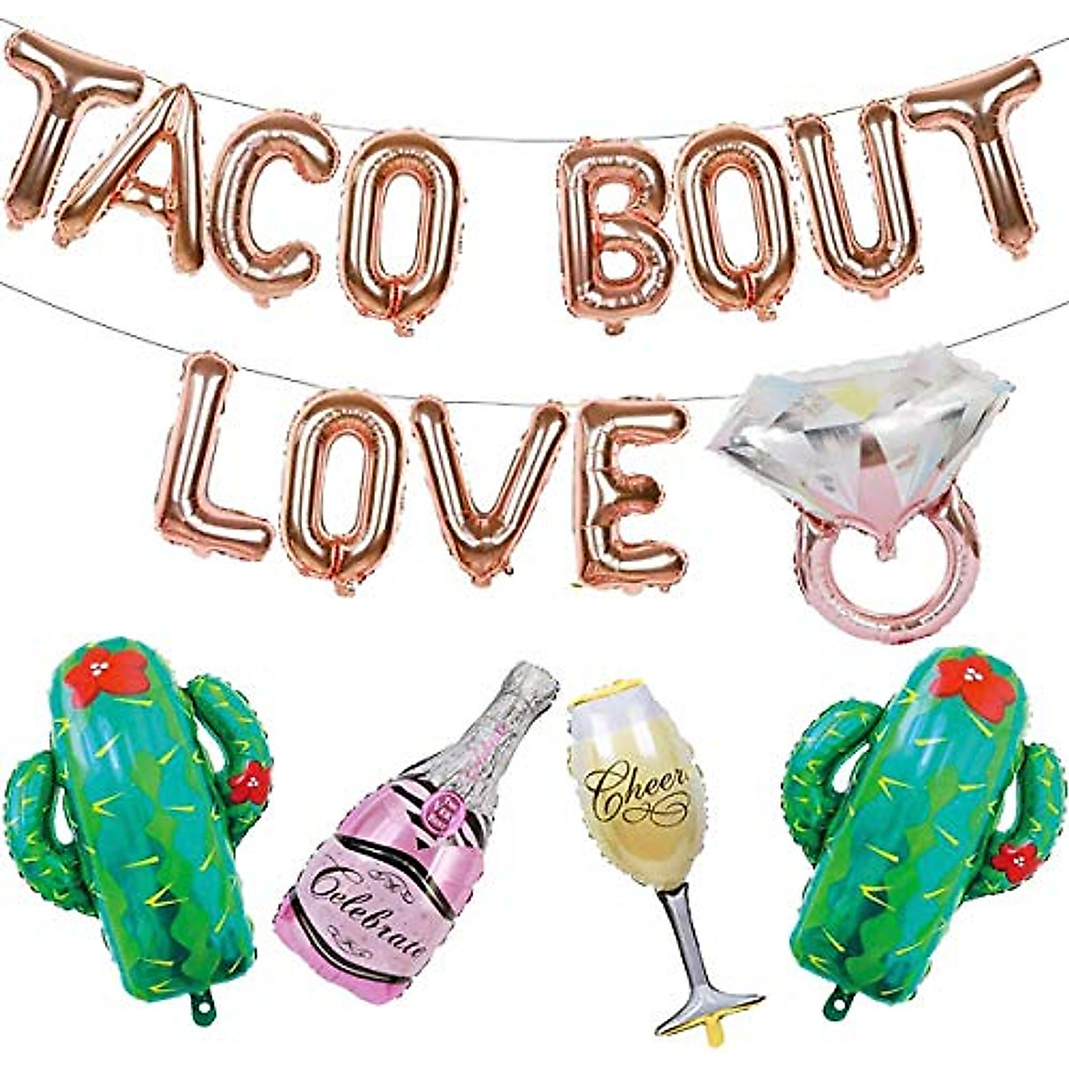 Taco Bout Love Balloon,Rose Gold Taco Bout Love Banner Party Decor for Mexican Fiesta Themed Bridal Shower Bachelorette Wedding Engagement Anniversary Party Decorations Supplies