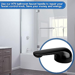 H79 Faucet Handle Compatible with Delta Tub & Shower Single Metal Lever Handle, Black Shower Handle Replacement for Delta 1300/1400 Series Tub Faucet, Shower Replacement Parts with Screw & Wrench