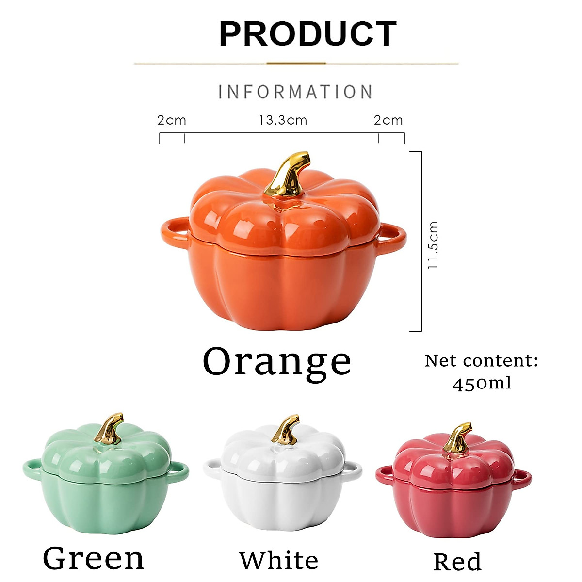 NUANYOYO Ceramic Pumpkin Soup Bowl with Lid,Pumpkin Soup Bnowl,Ceramic Stew Pot Pumpkin Shape Storage Jar,Ceramic Pumpkin Dessert Bowl for Fashion Creative Tableware (White)
